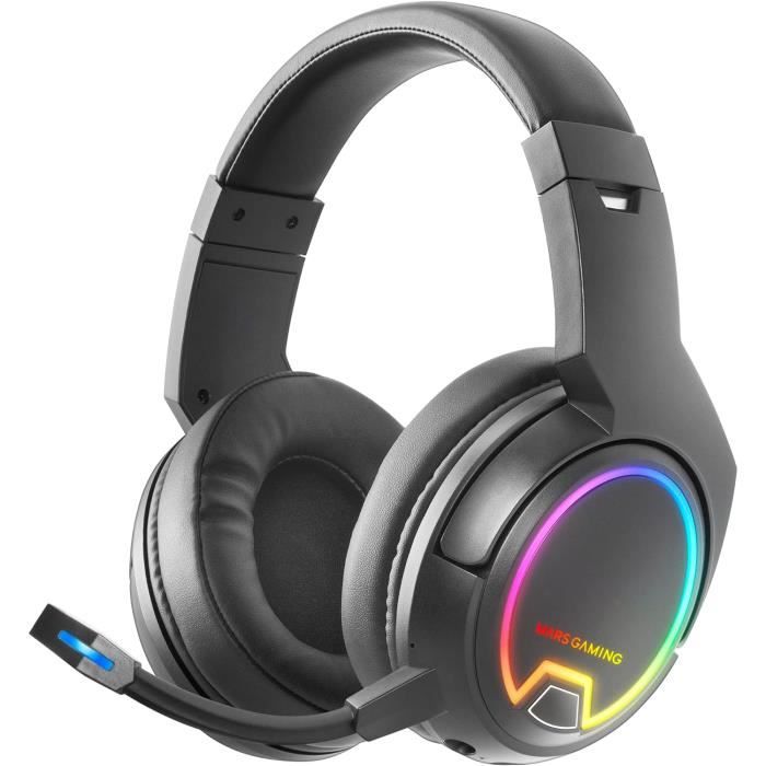 Mars Gaming Mhw-100 Noir, Casque Sans Fil Argb Flow, Microphone Enc ...