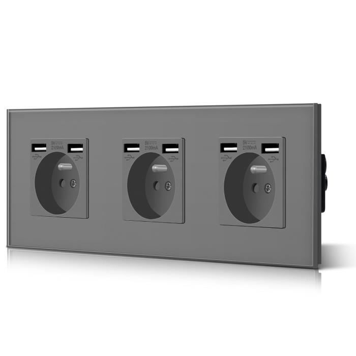 Prise De Courant Avec Usb 2.1A, Prise Murale En Verre Cristal, Prise ...