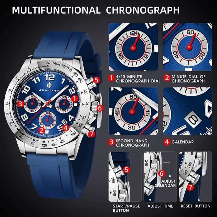 Montre Homme Mouvement À Quartz 3Atm Montre Homme Etanche Bracelet En ...