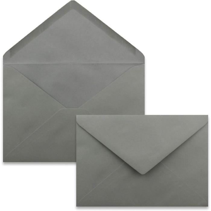 Lot De 100 Cartes Simples Avec Enveloppes Din A6-C6 En Graphite Gris ...