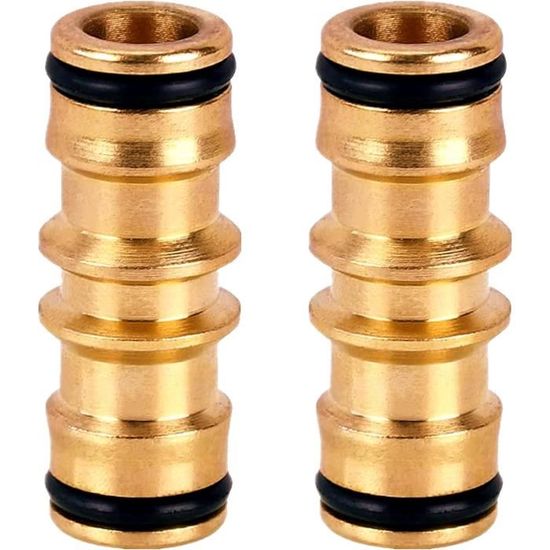 Lot De 2 Raccords D'Extrémité De Tuyau Double Mâle En Laiton Pour Tuyau D'Arrosage (Connecteur ...