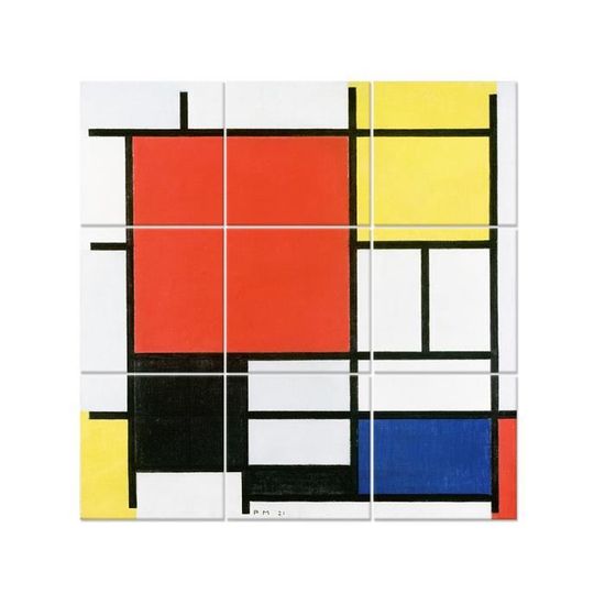 Legendarte - Tableau Multi Panneaux Composition Avec Large Plan Rouge ...