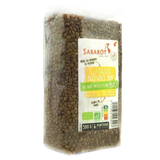 Lentilles blondes bio sachet 500g Sabarot - Cdiscount Au quotidien