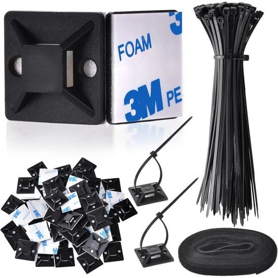Cable Management, 100 Pièces Serre-Câble Plastique Noir, 70 Pièces ...