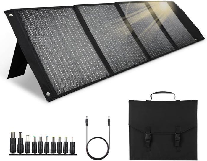 100W 18V panneau solaire portable, panneau solaire monocristallin pliant avec USB/QC 3.0 ...