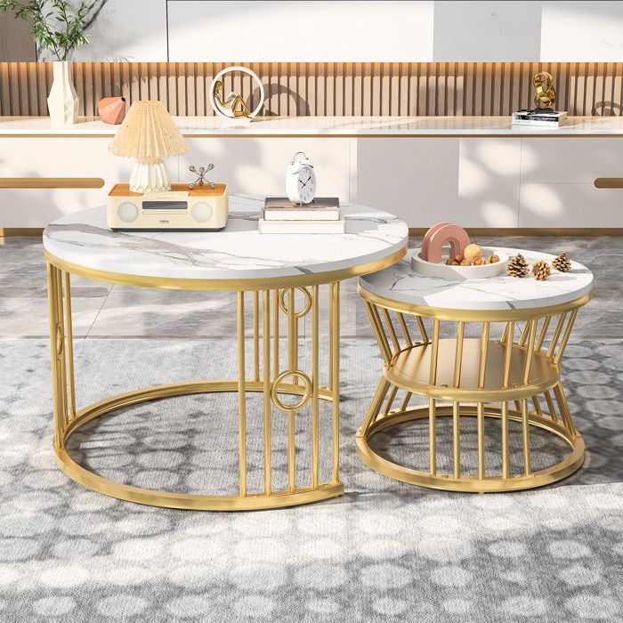 Table Basse Double Couche, Lot de 2 Table Basse Salon Tables, Lot de 2 ...