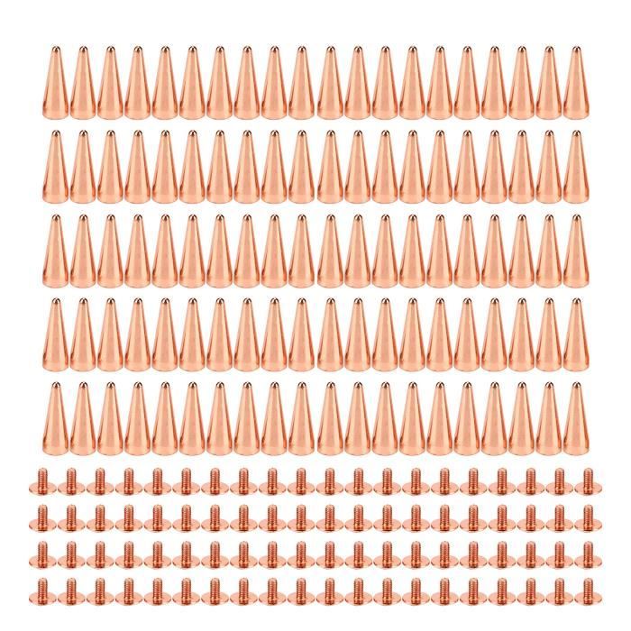 Cone Spike Stud Screw 100Set Punk Cone Spikes Studs Rose Gold Pointed ...