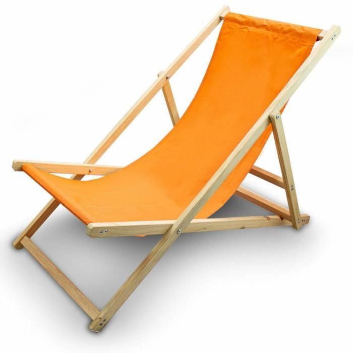 Chaise de plage, chaise longue de jardin en bois, pliable, réglable en hauteur - Cdiscount Jardin