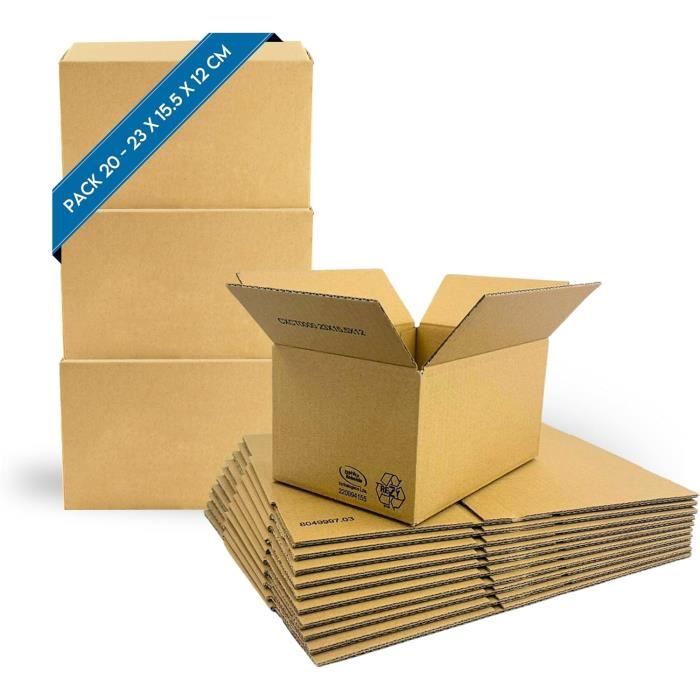 20 Boîtes en Carton 23x15,5x12cm | Cartons d'Emballage pour ...