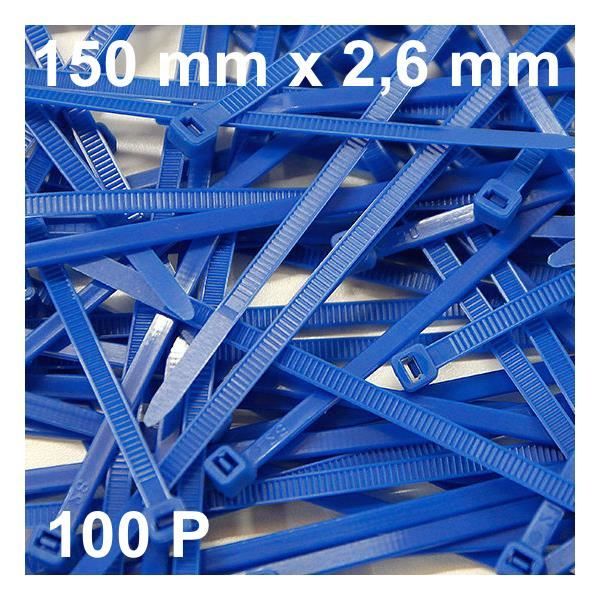 100 Colliers de serrage type RILSAN / COLSON Bleu 150 x 2,6 mm ...