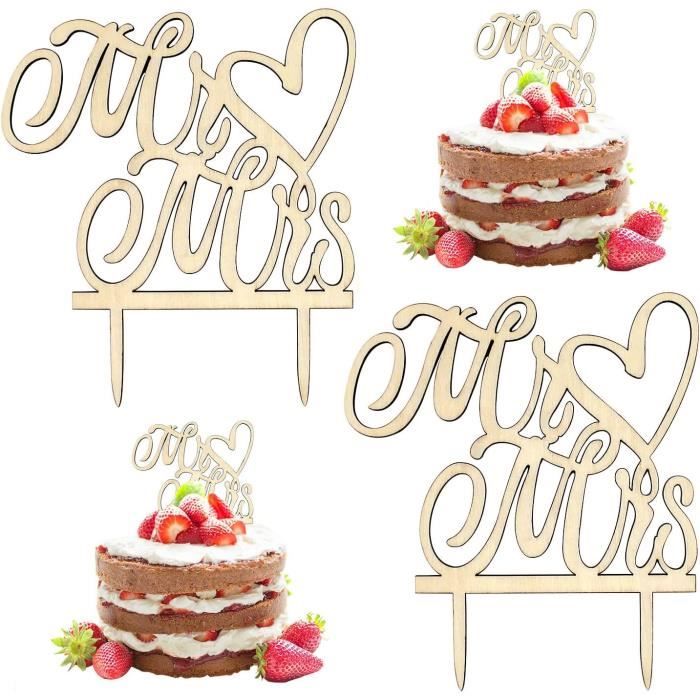 Décoration De Gâteau De Mariage Cake Topper Mariage Bois 2Pièces ...