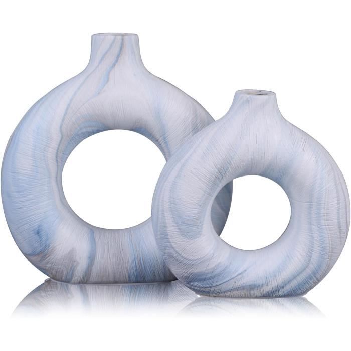 Lot De 2 Vases En Céramique Vase À Fleurs En Forme De Beignet Rond ...