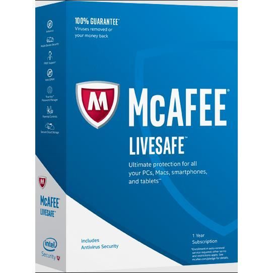 McAfee Live Safe 2022 Clé (5 AN / 1 PC) - Cdiscount Informatique