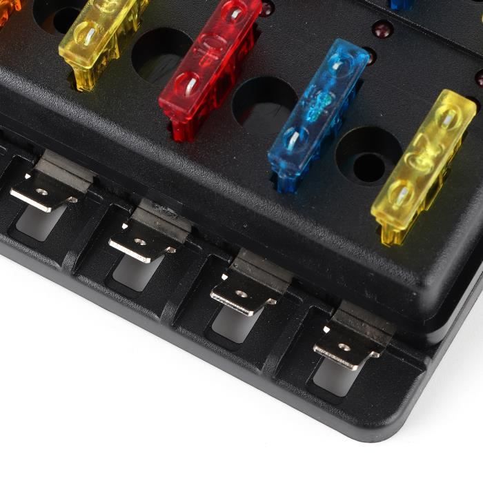 Porte Fusible De Voiture Bote à Fusibles 10 Voies Support De Bloc De