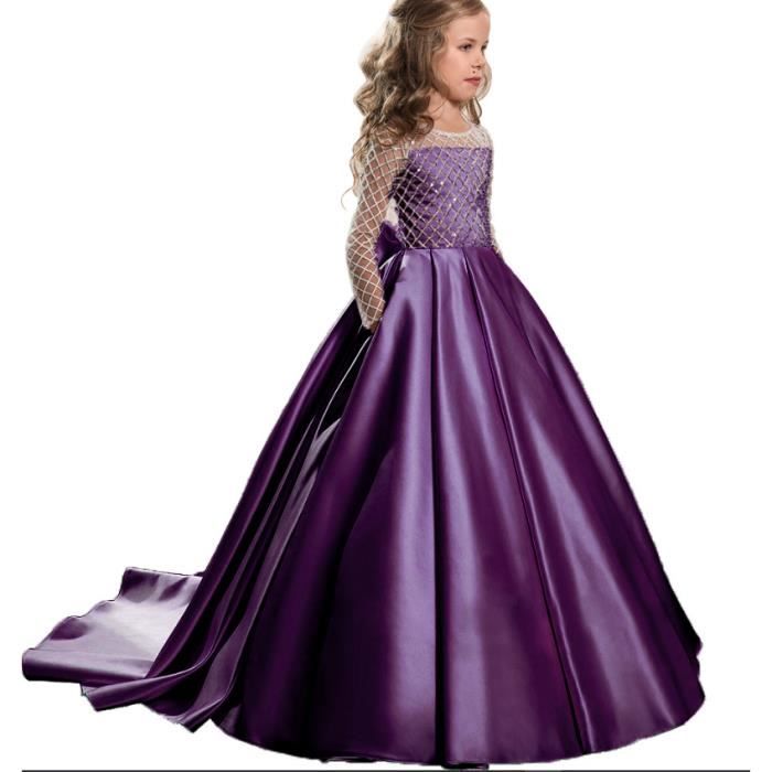 Robe filles - Dentelle Satin - Princesse Confort Temperament - Violet ...