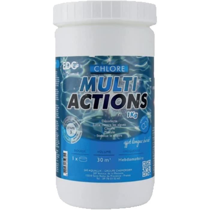 EDG Chlore Multi Actions Piscine - Galets 250g - Pot 1kg - Chlore Multi ...