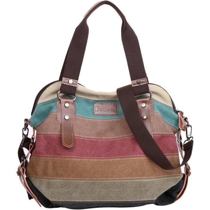 Sac à Main Sac Bandoulière Porté Epaule en Toile Fourre-Tout Cabas ...