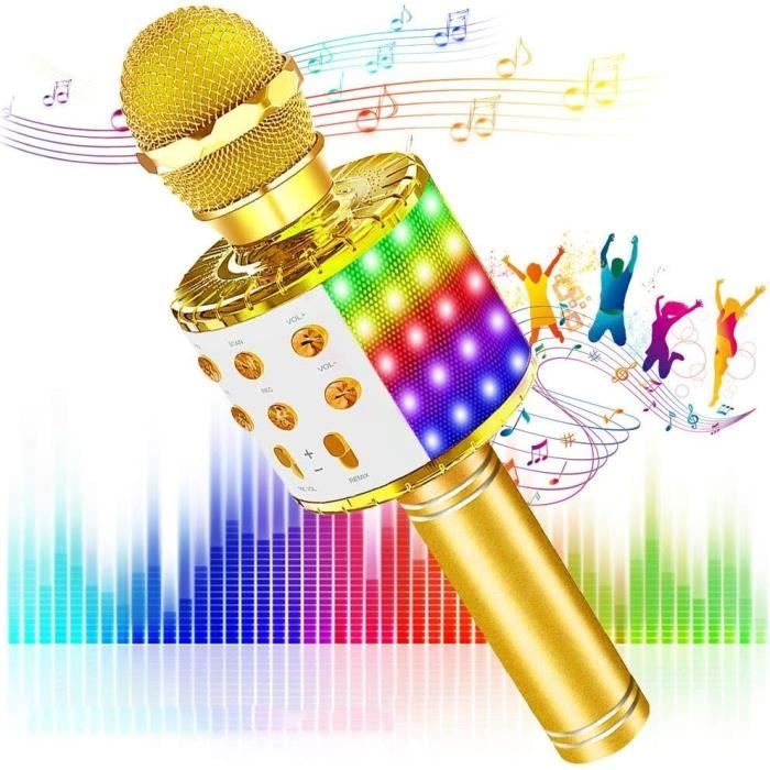 Microphone Karaoke Sans Fil, Microphone Bluetooth Avec Lumière Led ...