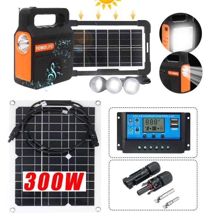 Kit de panneau solaire 300W générateur d'énergie solaire contrôleur de chargeur de batterie 100A ...