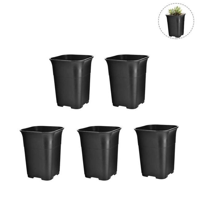 Pot De Fleur 8cm Mini Pot De Pépinière Carré Noir 5 Pièces Taille Haute Pour Plantes