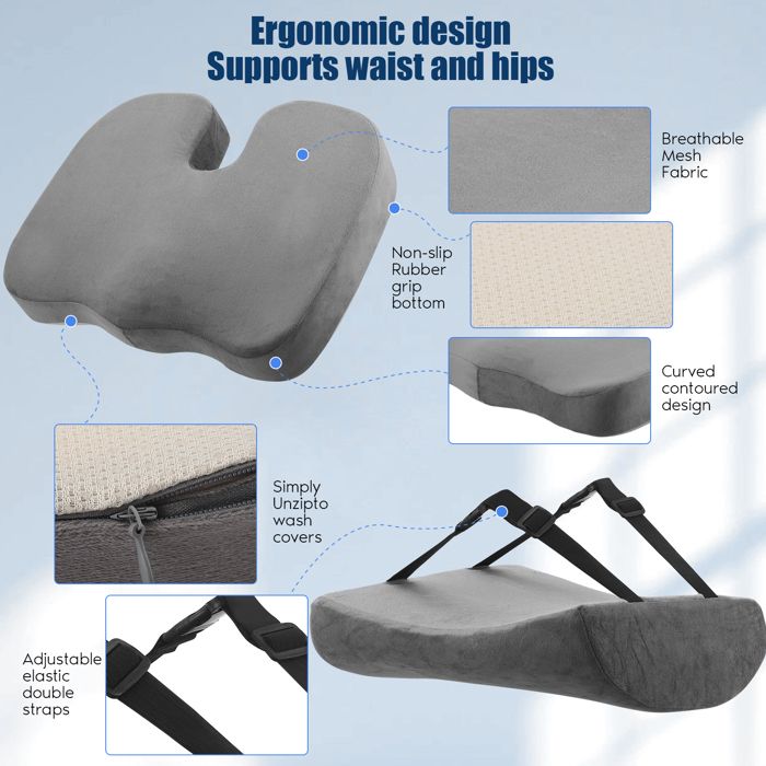 Coussin de Siège Ergonomique avec Support Lombaire, Couche de Gel ...