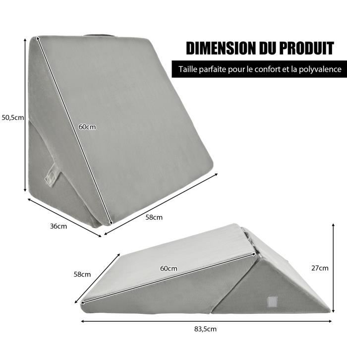 GIANTEX Oreiller Triangulaire, Coussin Réglable en Mousse à Mémoire de ...