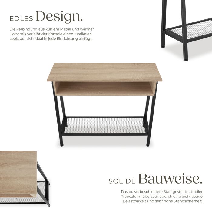 Table console - TECTAKE - Console TRALEE au style industriel en bois et ...