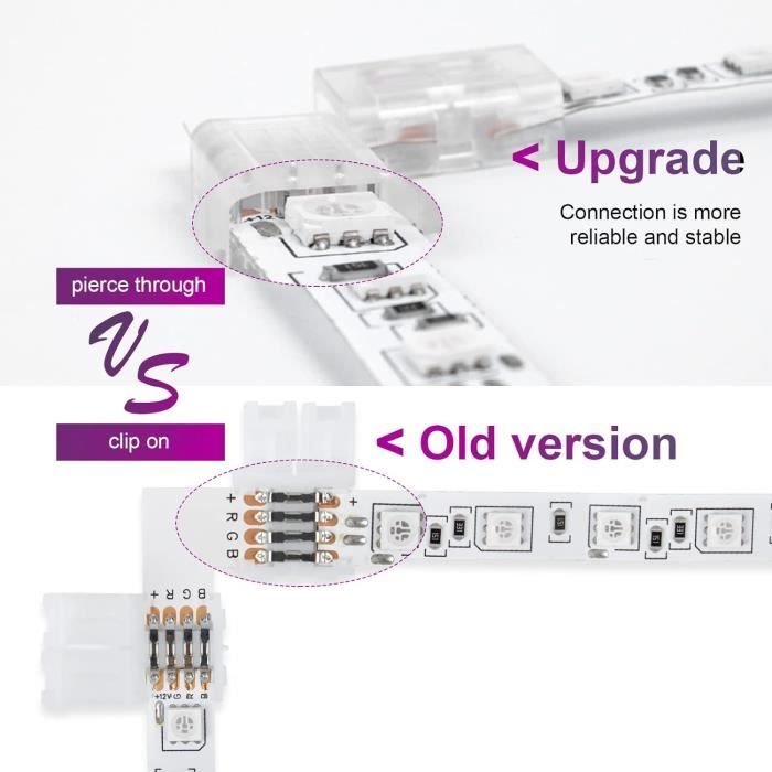 12Pcs Connecteur Ruban Led 5 Broches, Connecteur Bande Led 10Mm Sans ...