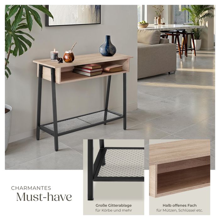Table console - TECTAKE - Console TRALEE au style industriel en bois et ...
