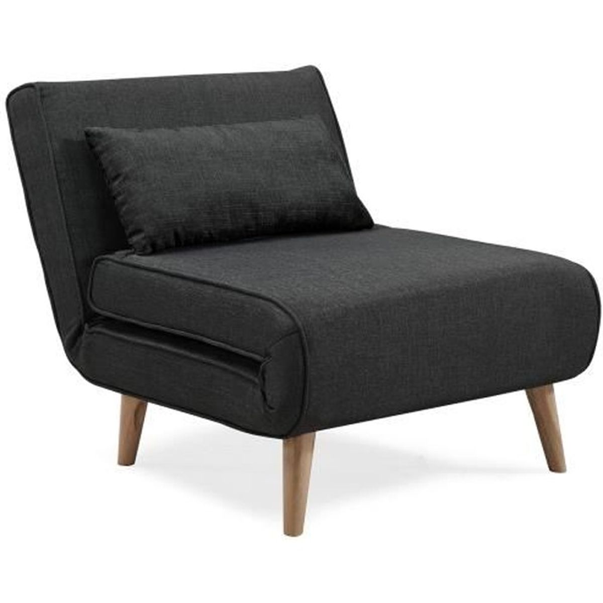 Fauteuil convertible en tissu gris anthracite MAORA - Cdiscount Maison