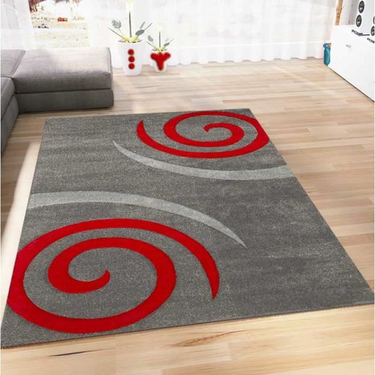 Tapis Salon motif spirales rouge [120x170 cm] - Cdiscount Maison