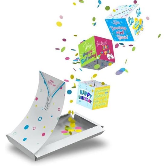 Carte D'Anniversaire Explosive Avec Confettis - Carte D'Anniversaire ...