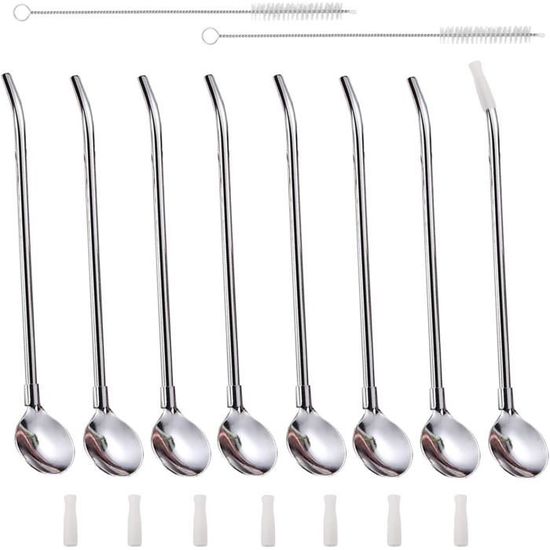 Cuillère Paille Inox, Agitateurs Pailles Réutilisables pour Cocktails ...