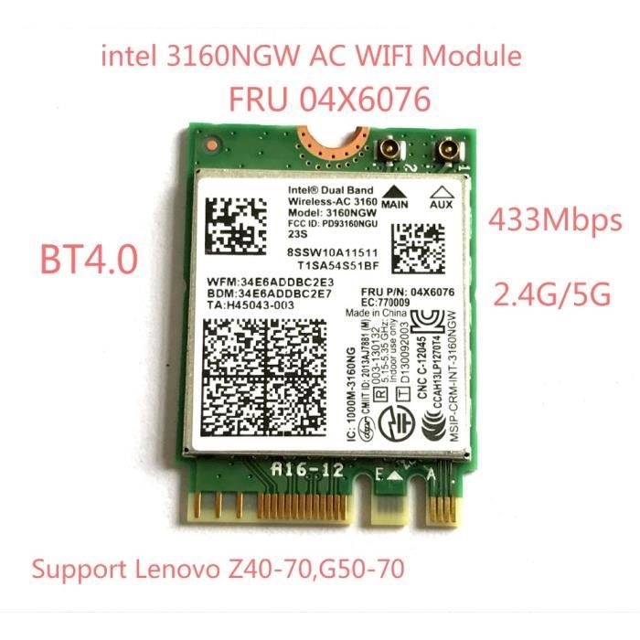 Carte Réseau Sans Fil Double Bande, Wi-fi Ac 3160, Bt 4.0, Ngff Fru ...