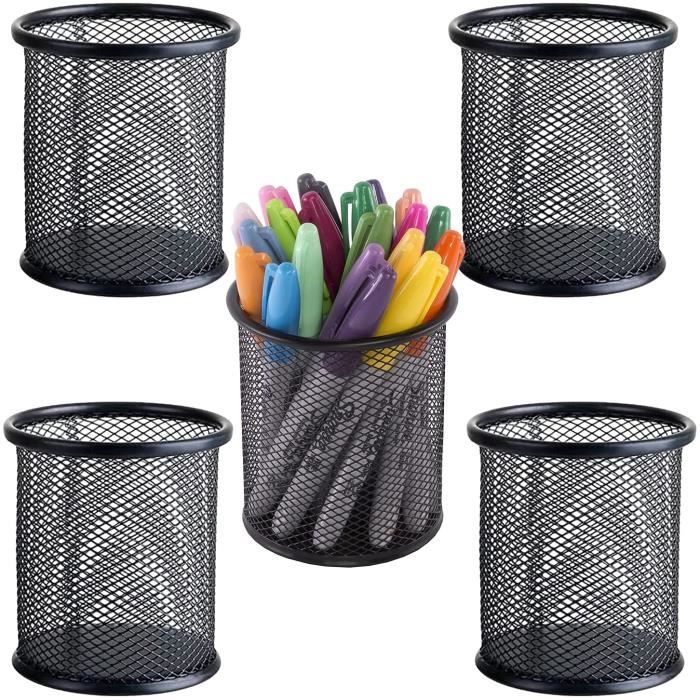 Lot De 5 Pot à Crayons En Métal,Porte-Stylo Rond En Métal, Pot a Stylo ...