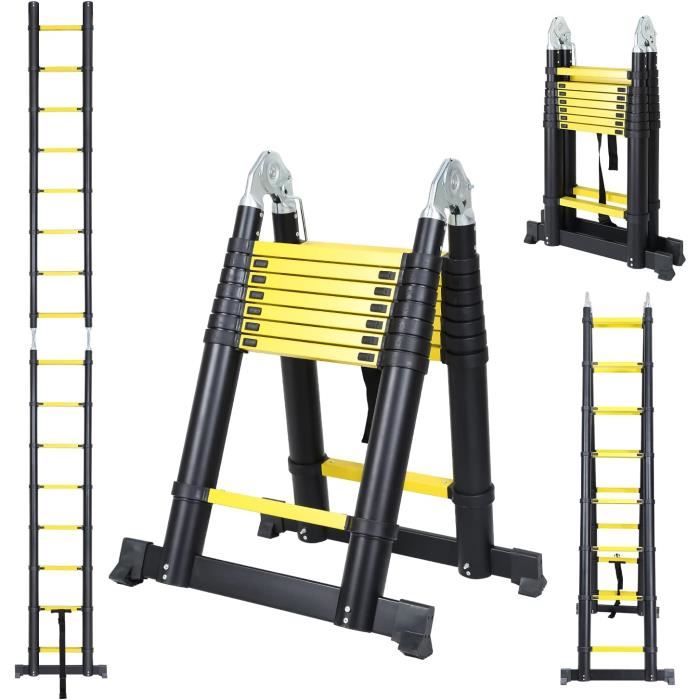 5 M (2,5 + 2,5) Échelle Télescopique Pliante En Aluminium, Antidérapante, Multifonction ...