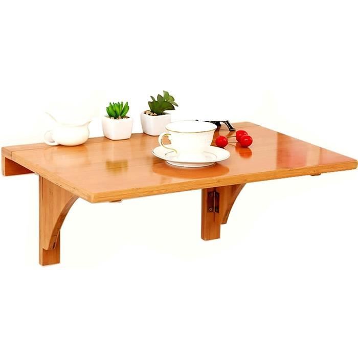 Bambou Naturel Table Murale Rabattable Pliable De Cuisine, Table ...