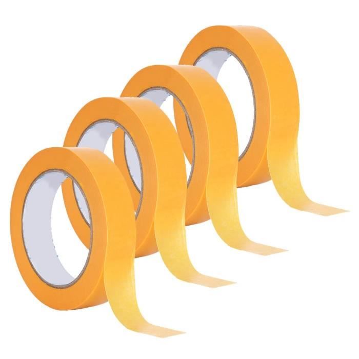 Lot De 4 Rouleaux De Ruban Adhésif De Masquage Jaune Pour Décoration ...