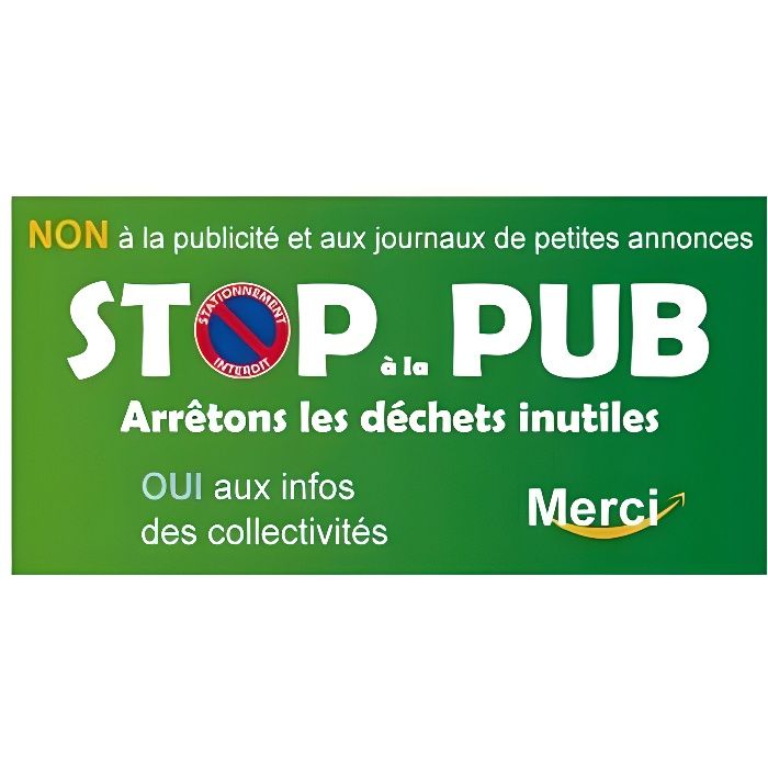Autocollant sticker Stop Pub boite lettres logo 599 stop journaux et ...