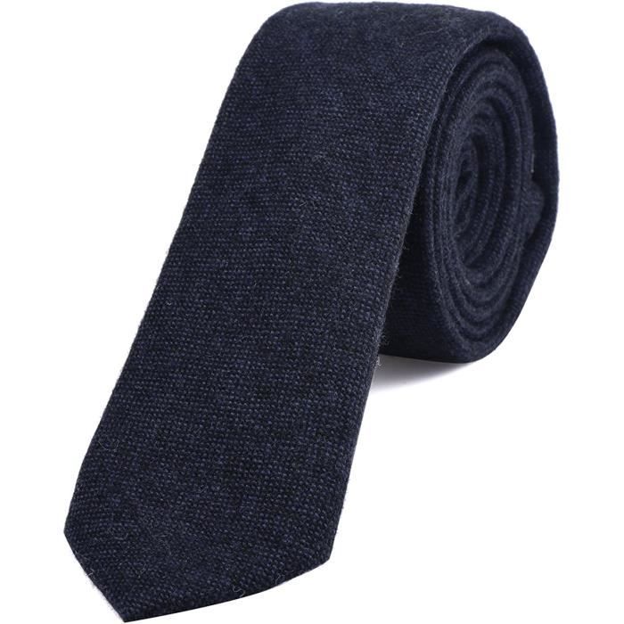 Fine cravate de coton Tweed pour hommes 6 cm[646] Bleu Nocturne ...