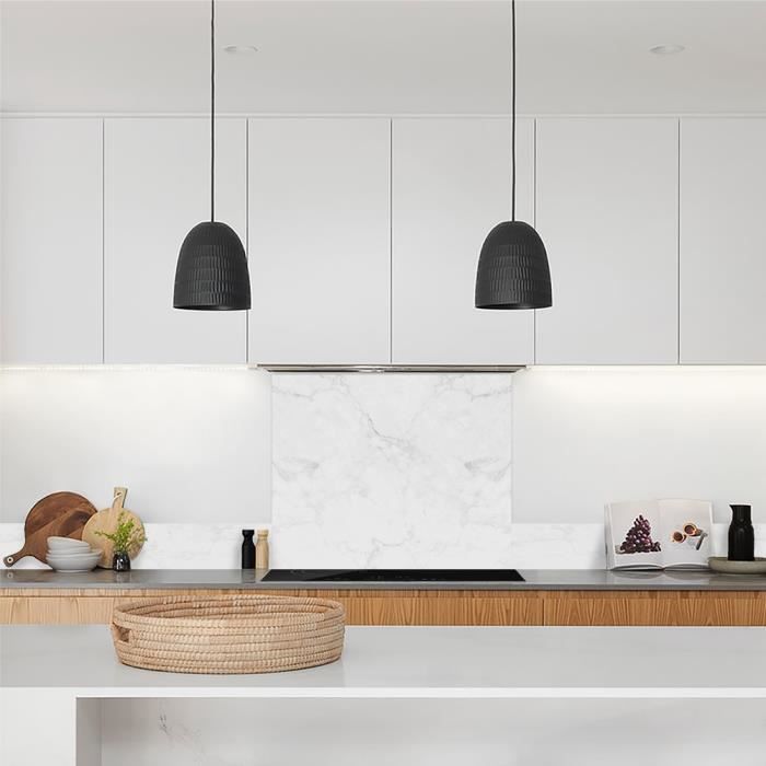 Crédence cuisine alu AXEL - Marbre - Fond de hotte L90 x H55 cm ...