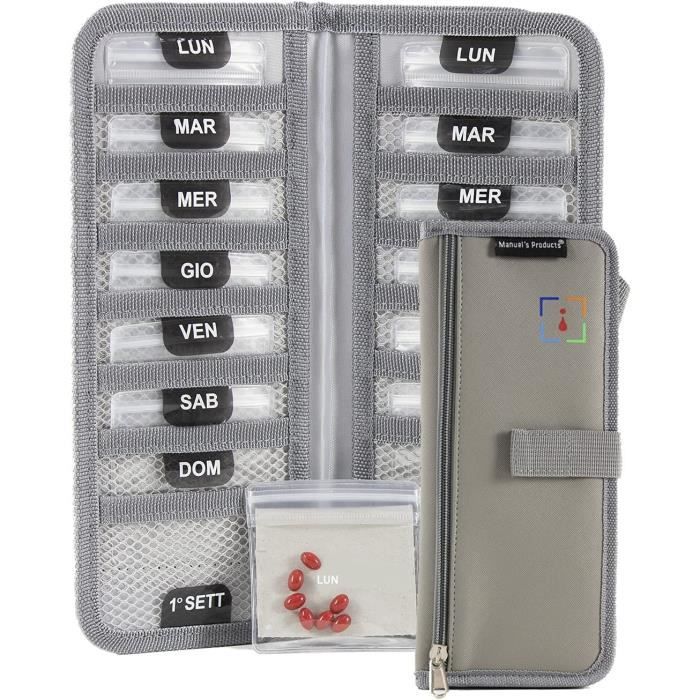 Pill Box Pilulier hebdomadaire italien 14 jours – à compartiments ...