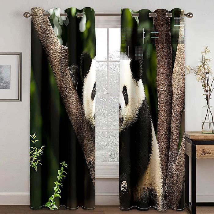 60x120cm-Occultant Rideaux 3D Black And White Animals Panda Salon ...