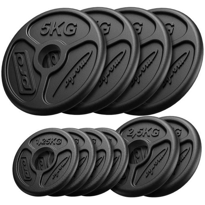 Marbo Sport Ensemble de poids en fonte olympiques ø50 / 51 mm | 30 kg ...