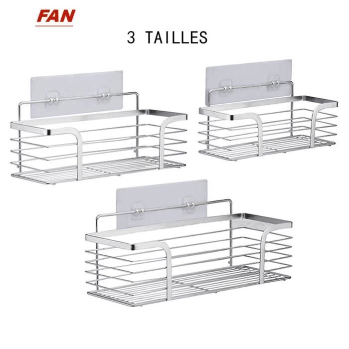 FAN Lot de 3 Étagère murale de douche Salle de Bain Acier inoxydable ...