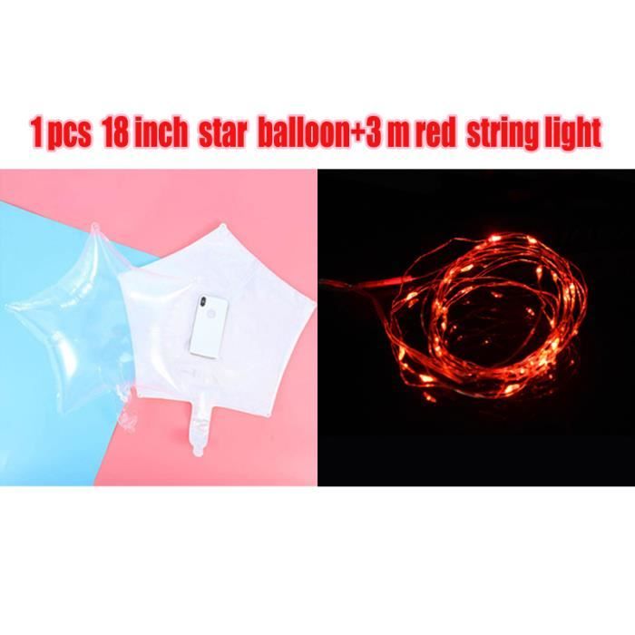 Étoile rouge - ballon lumineux pour joyeux anniversaire 3M, ballon lumineux rond avec bulles ...