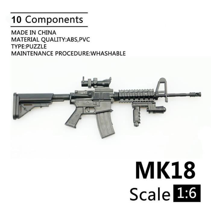 Couleur MK18 Fusil d'assaut AK74 échelle 1:6, arme en plastique, modèle de pistolet assemblé ...