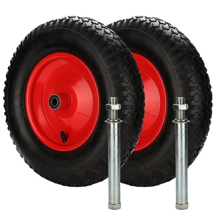 BMOT 2X Roue de brouette Pneu avec essieu Roue de rechange Jante en ...