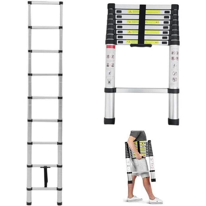 Échelle Télescopique Pliante, 2,6 M Échelle Escabeau Télescopique en ...