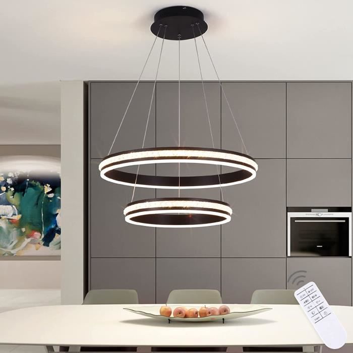 Ganeed Lustre en Cristal Moderne, Lustre LED Dimmable Noir Réglable ...